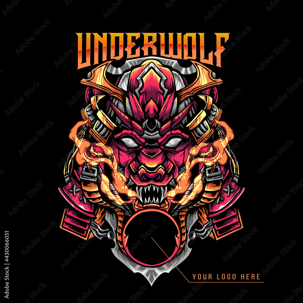 mecha wolf t-shirt illustration Stock Vector | Adobe Stock