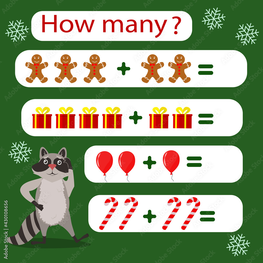 children's Christmas vector illustration with a math game. Count the ...