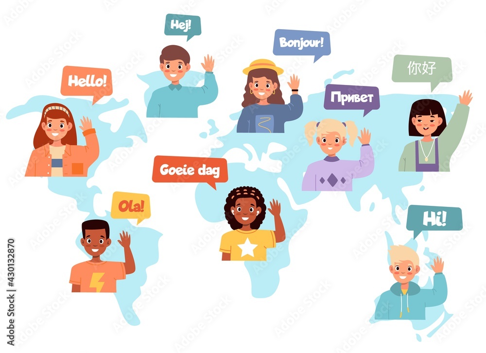 Stock-Vektorgrafik „Multilingual communication. International ...