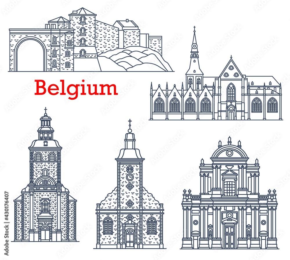 Image vectorielle Stock Belgium travel landmarks of Namur and Stavelot ...