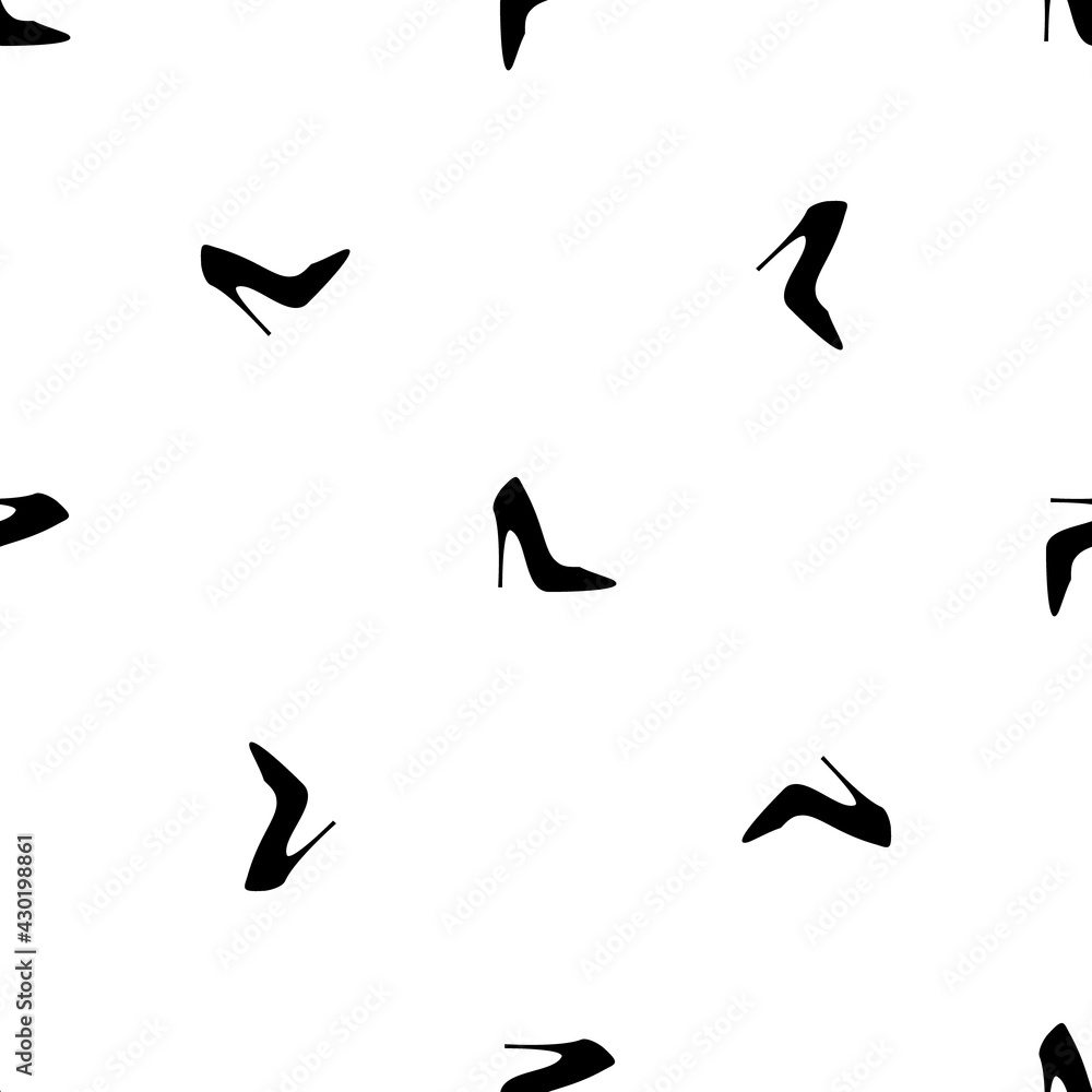 Seamless pattern of repeated black High heel shoe symbols. Elements are ... Seamless pattern of repeated black High heel shoe symbols. Elements are ...