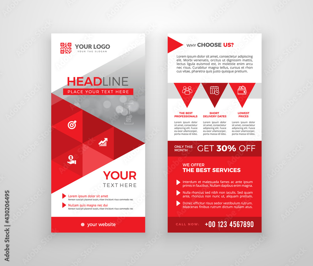 Double-sided DL flyer design. Brochure or flyer template. Layout with ...
