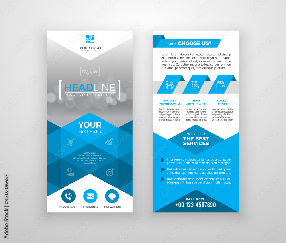 Stock-Vektorgrafik „Double-sided DL flyer design. Brochure or flyer ...