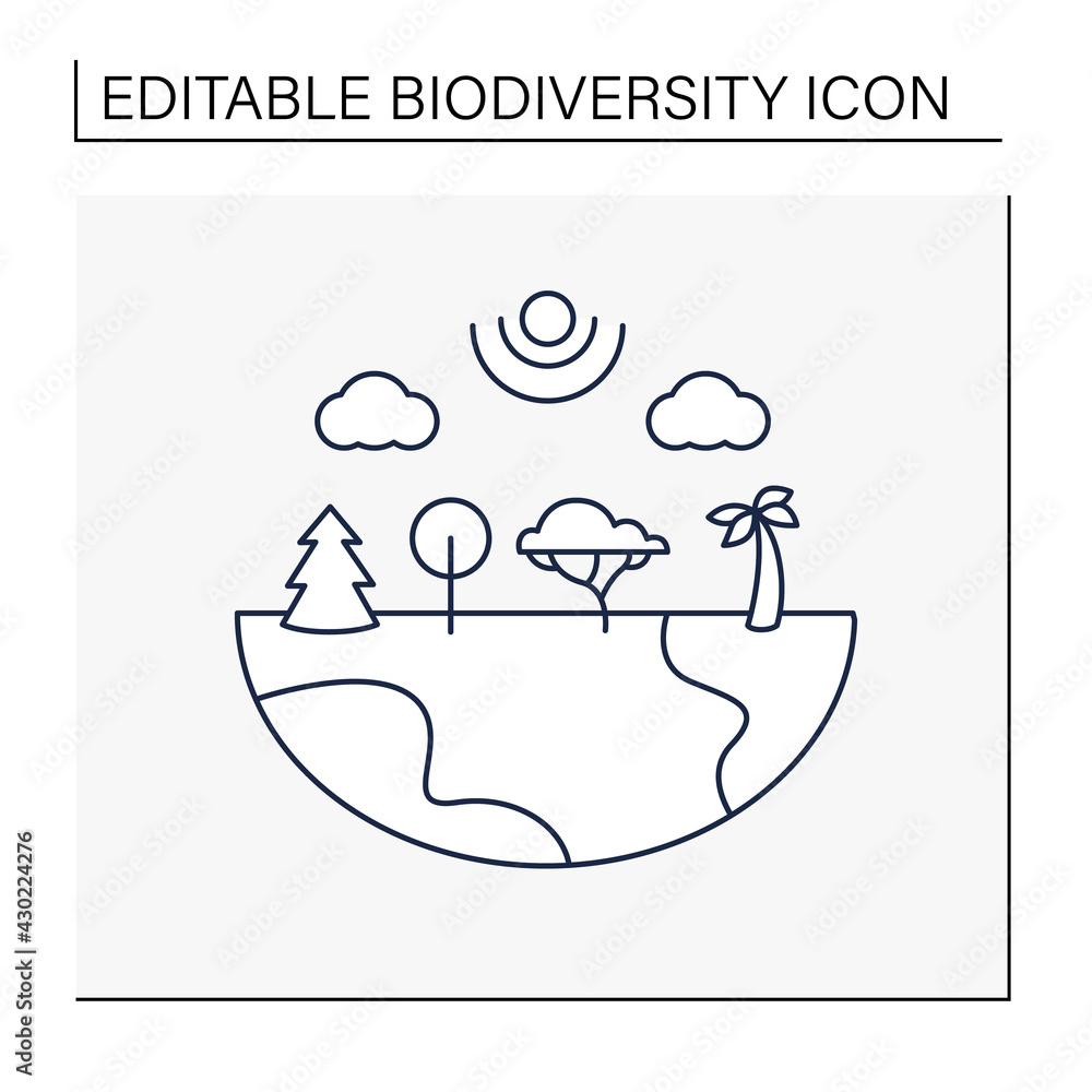 Species diversity line icon.Describe diversity of living species ...