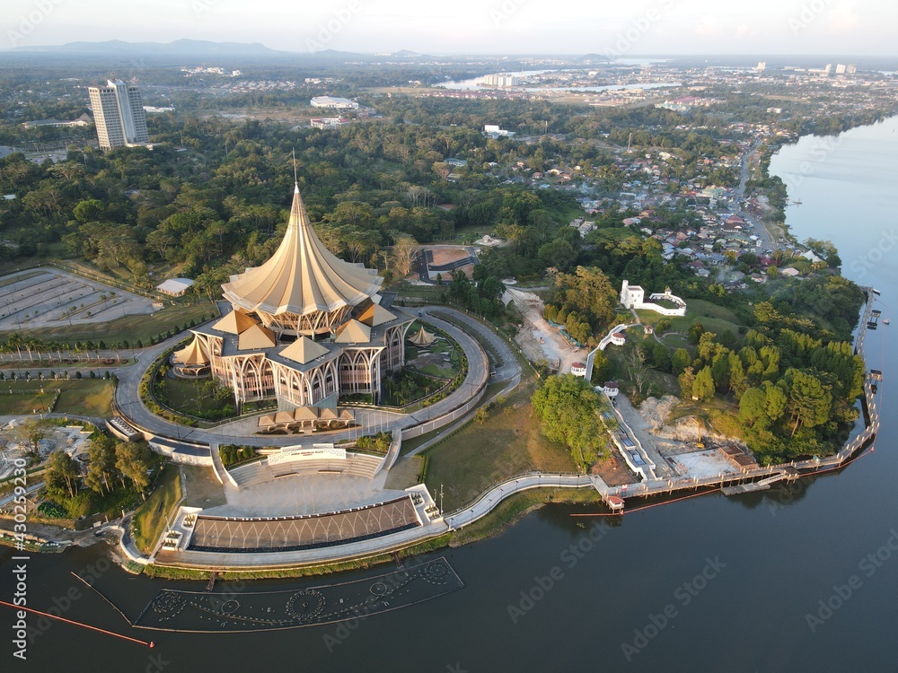 Kuching, Sarawak Malaysia - April 26 2021: The buildings, landmarks and ...