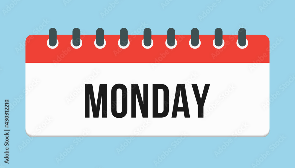Vector icon page calendar, day of the week Monday Stock Vector | Adobe ...