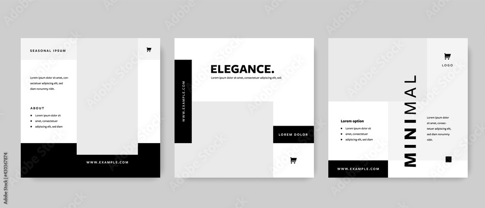 Minimal and trendy social media layouts with black accent, clean ...