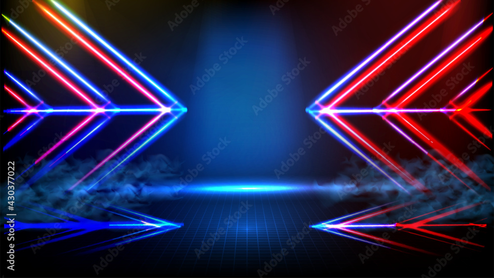 abstract futuristic background of empty stage arena stadium spotlgiht ...