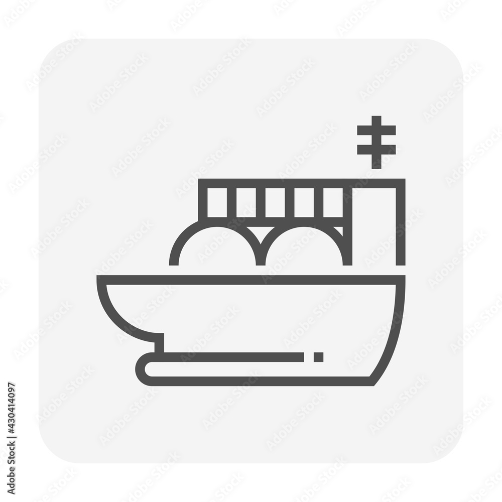LNG carrier vector icon. Tanker ship with cryogenic tank, vessel. For ...