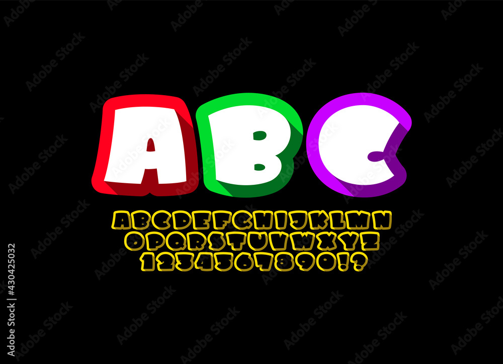 Vector de Stock Rounded Font in the comics style, trendy cartoon multi ...