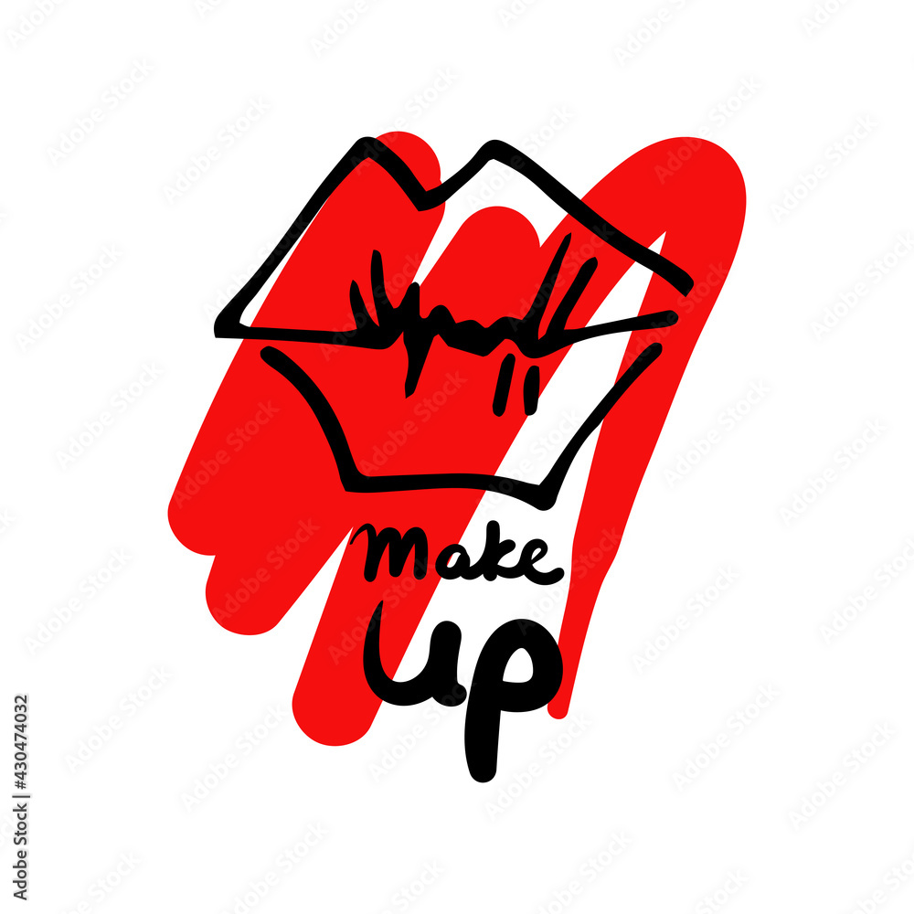 Graffiti lips in the form of a kiss on a red background of smeared ...