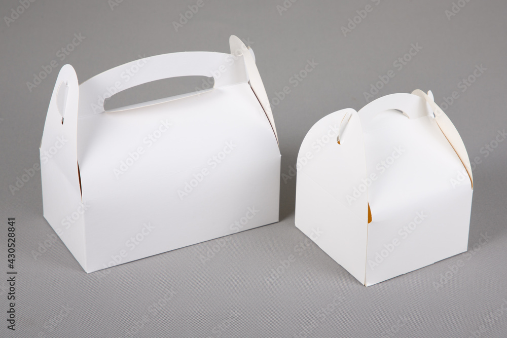 Foto Stok Takeaway two white pastry Cake Box Mock Up Template Ready For ...
