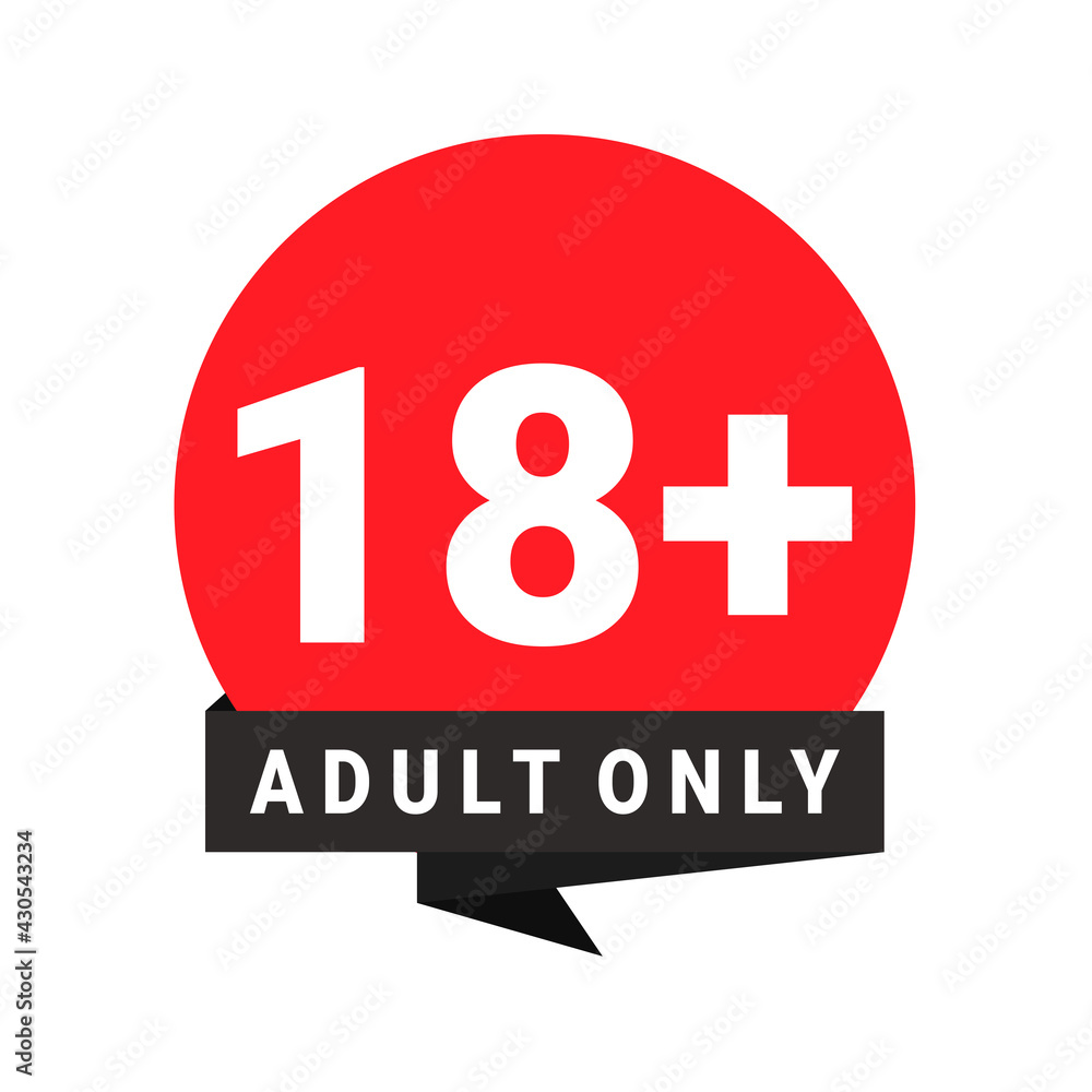 18 plus sign. Adult only.Warning only for 18 years and over. Eighteen ...
