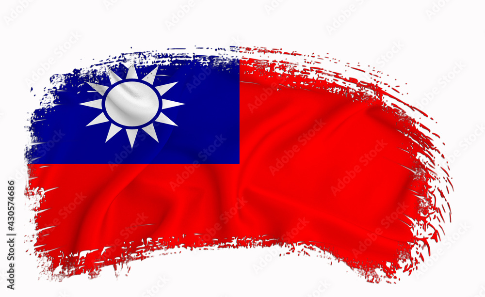 Taiwan flag, brush stroke, typography, lettering, logo, label, banner ...