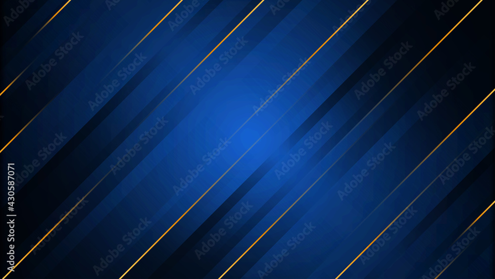 Abstract blue and gold stripes background. Design template for ...