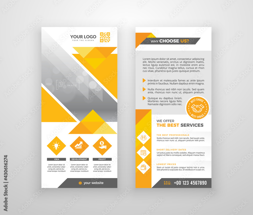 Image vectorielle Stock Double-sided DL flyer design. Brochure or flyer ...