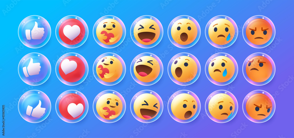 3d emoji in various points of view Stock Vector | Adobe Stock