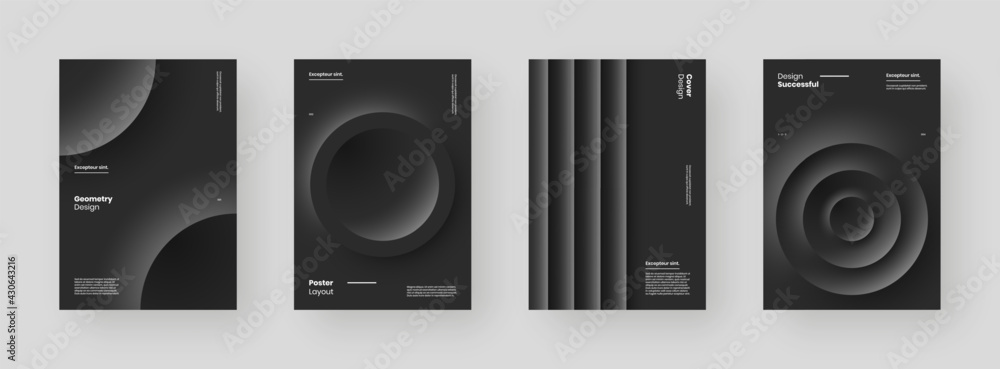 Abstract set Placards, Posters, Flyers, Banner Designs. Black and white ...