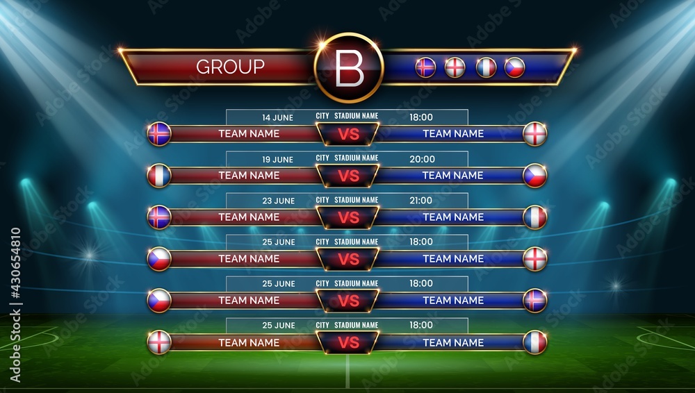 Football world cup schedule. Soccer calendar for matches in group ...