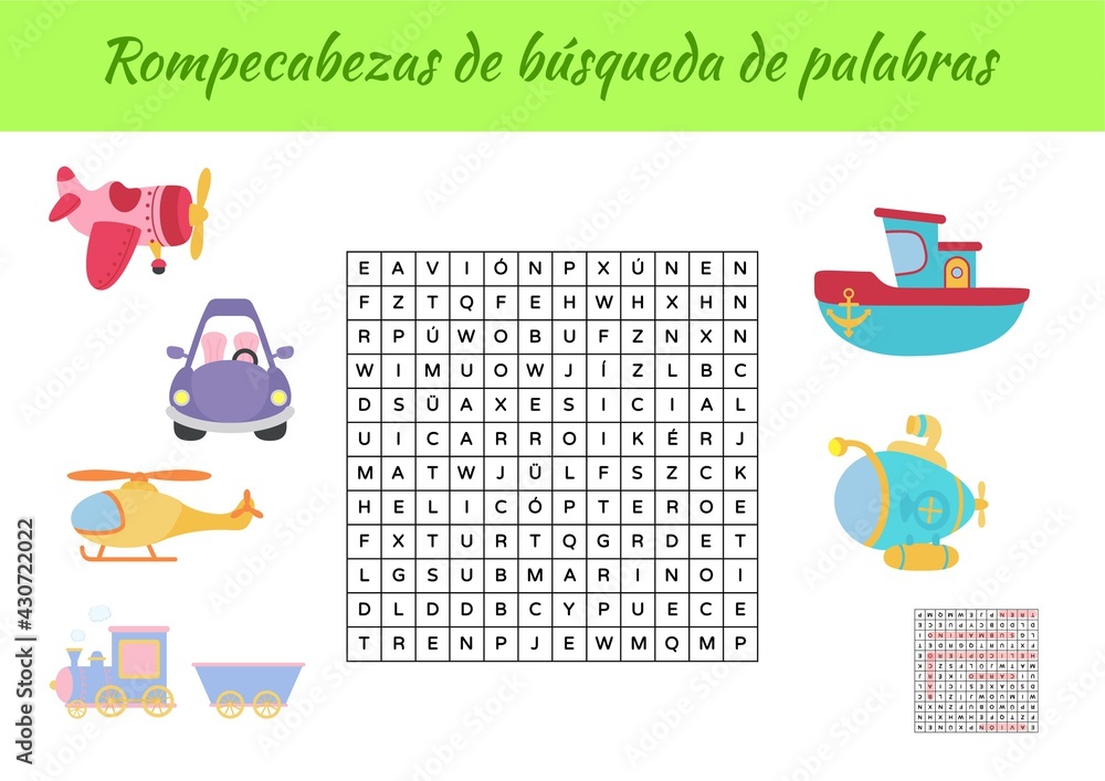 Rompecabezas de búsqueda de palabras - Word search puzzle. Educational ...
