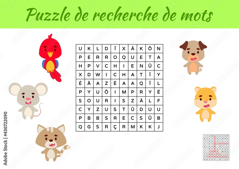 Stock-Vektorgrafik „Puzzle de recherche de mots - Word search puzzle ...