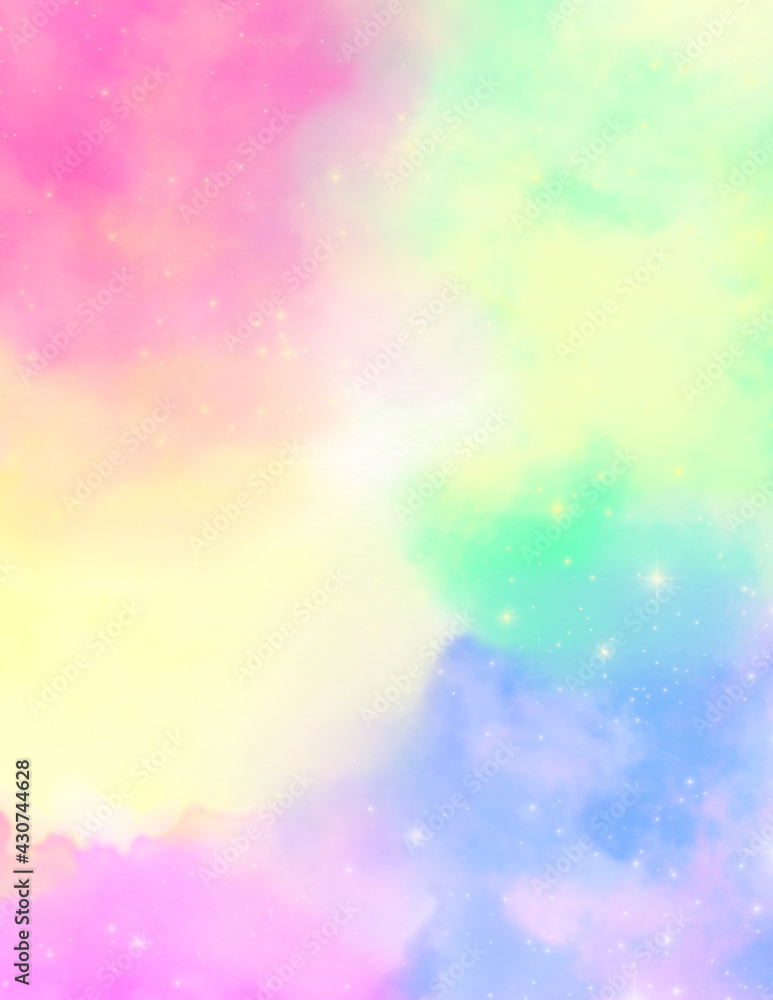 Unicorn Digital Paper, Pastel Rainbow Watercolor Sparkle, Printable ...