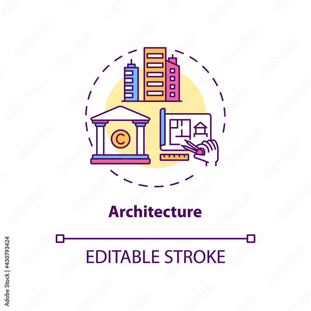 Architecture concept icon. Copyright object idea thin line illustration ...