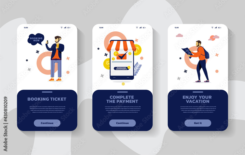 onboarding ui app, Illustration of Onboarding Screens User Interface ...