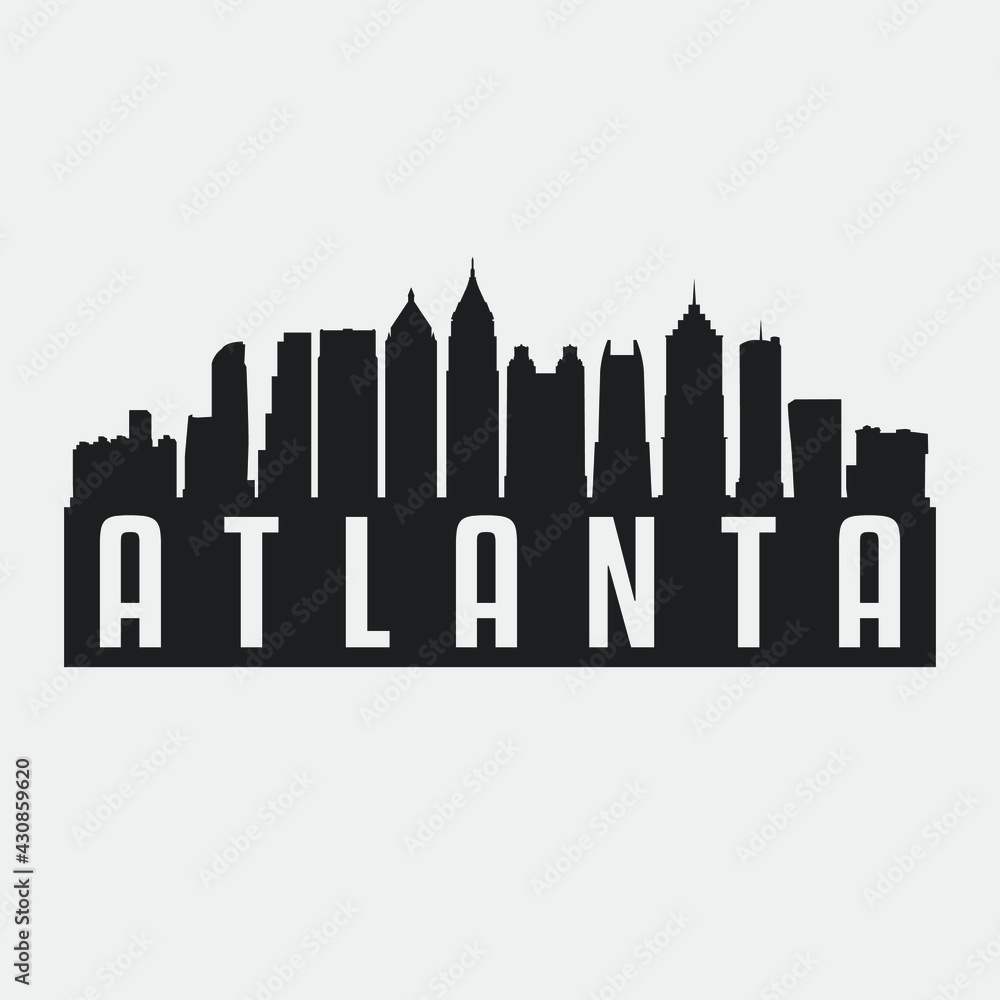 Atlanta, GA, USA Skyline Silhouette Vector Illustration. Travel Clip ...