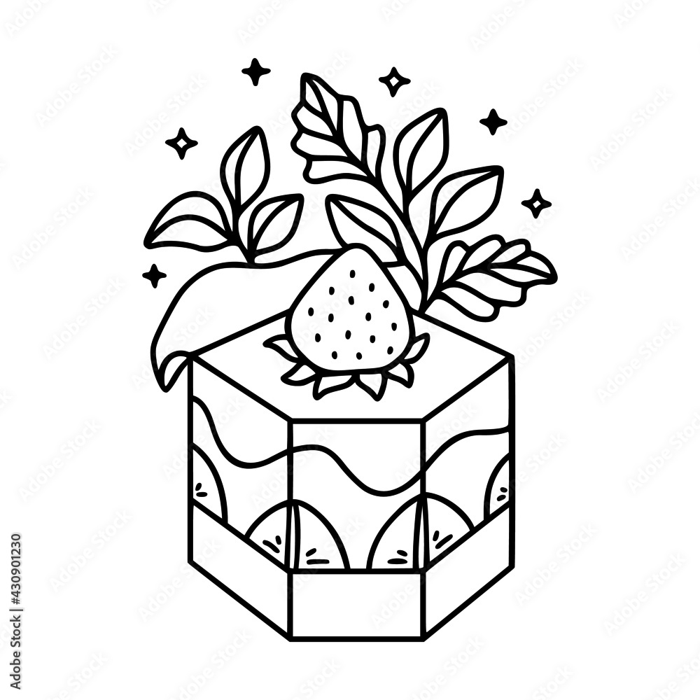 Cute isometric cake, pastry, pudding, bakery elements with leaf and ...