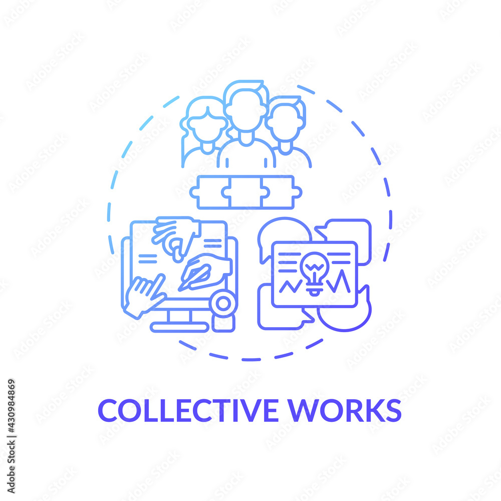 Collective works concept icon. Copyright law idea thin line ...