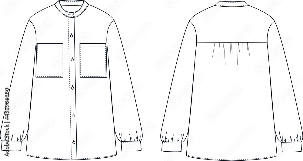 Woman shirt vector illustration isolated, front and back view ...