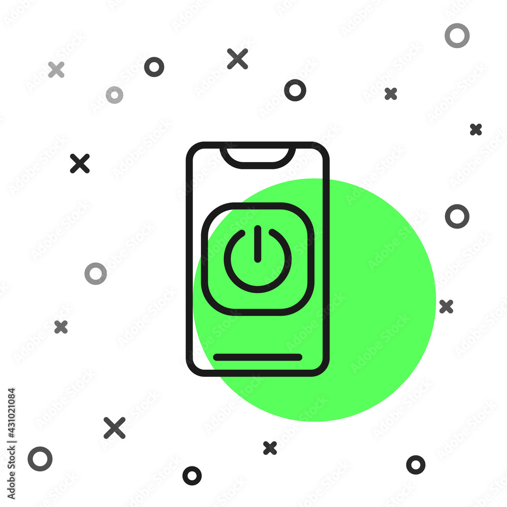 Black line Turn off robot from phone icon isolated on white background ...