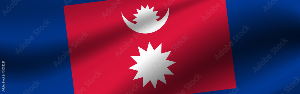 Banner with the flag of Nepal. Fabric texture of the flag of Nepal ...