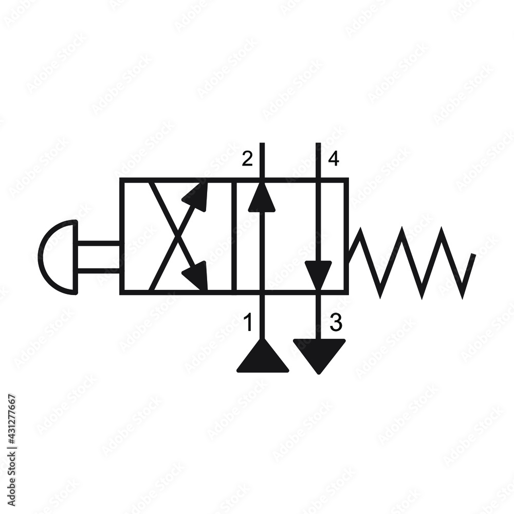 Vector illustration symbol directional pneumatic control valves sets 4 ...