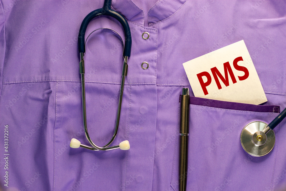 Medical and PMS, premenstrual syndrome symbol. Medical uniform, white ...