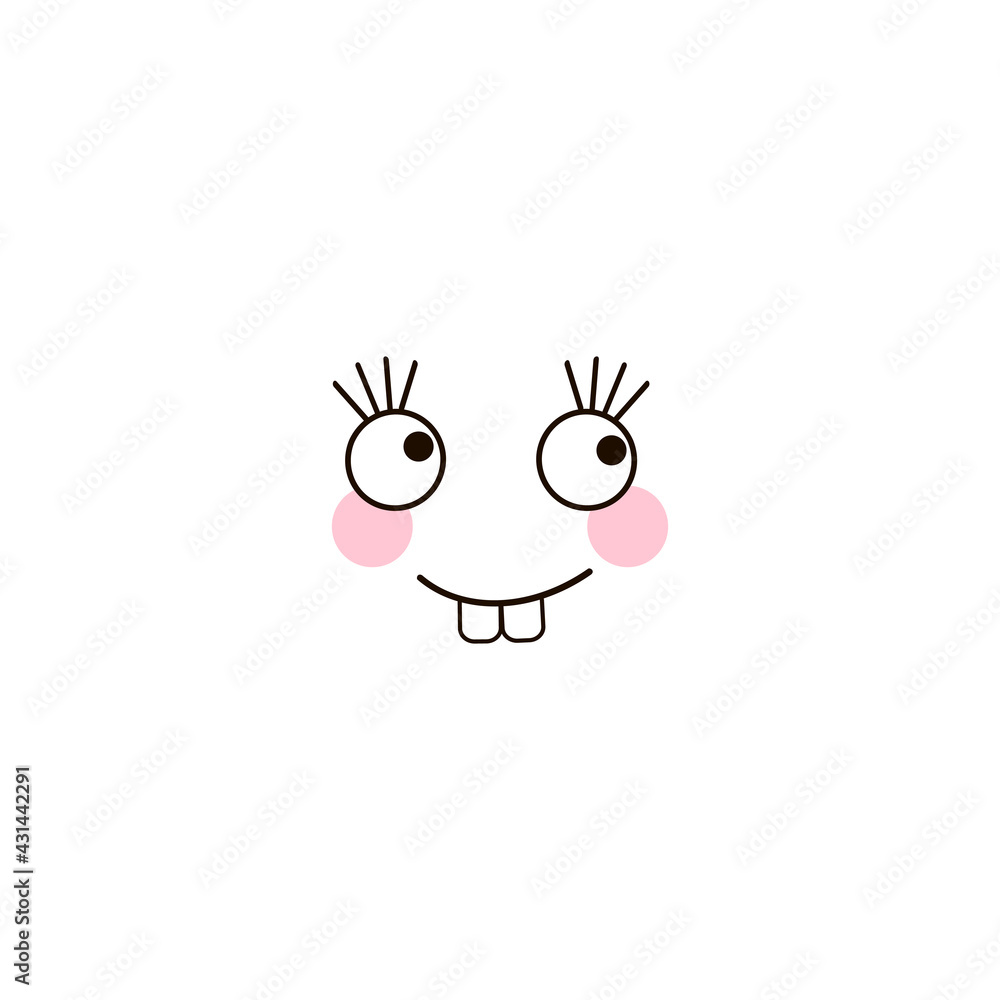 Stockvector Cute silly kawaii face expression clipart isolated on white ...