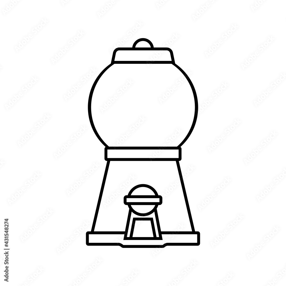 Empty gumball machine outline icon. Clipart image isolated on white ...