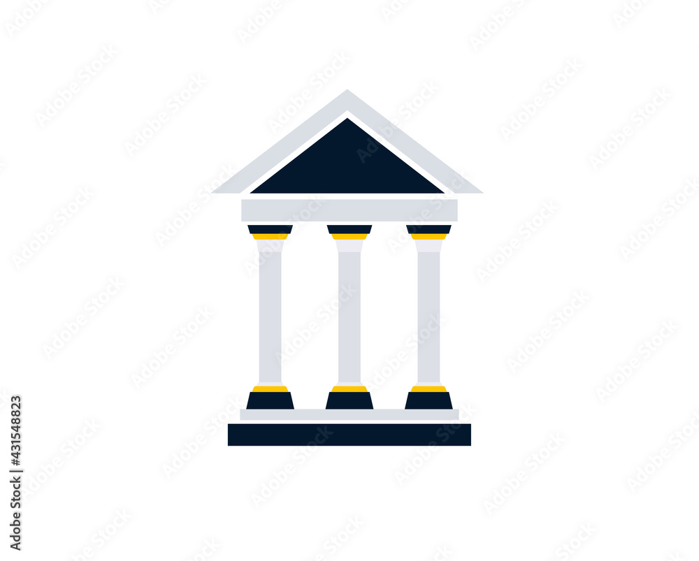 Three pillars with roof template diagram. Clipart image isolated on ...