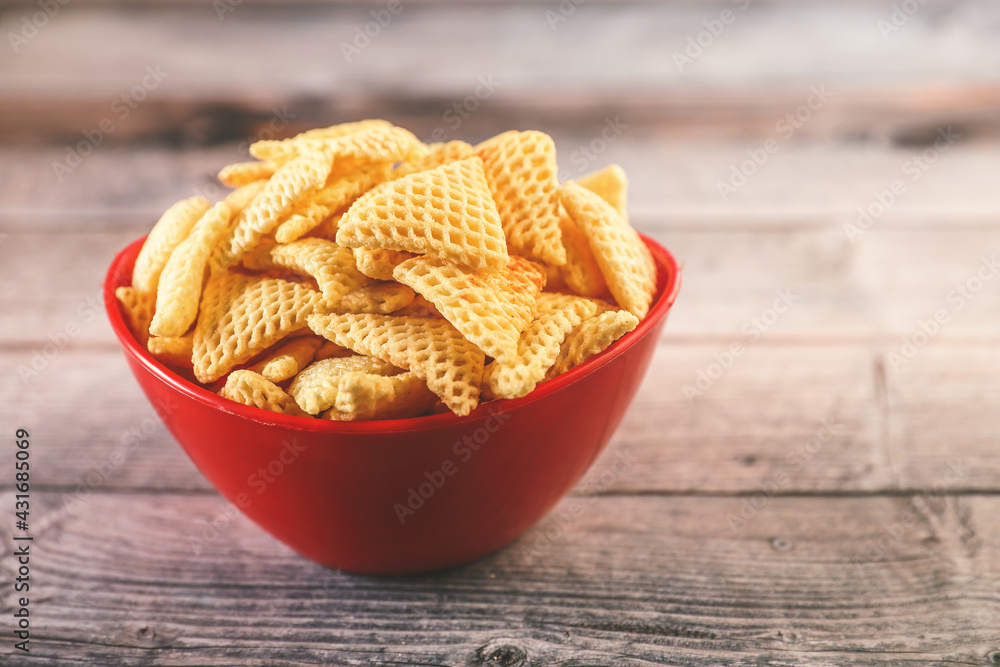 crunchy Indian homemade triangle shape Fryums Papad or chips Stock ...