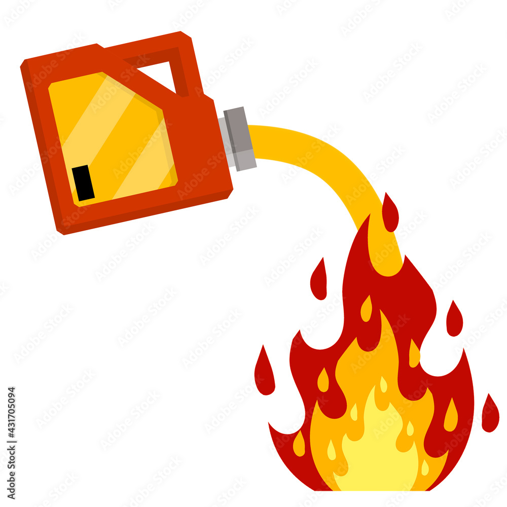 Canister with fuel. Red gas tank. Container with oil. Flammable object ...