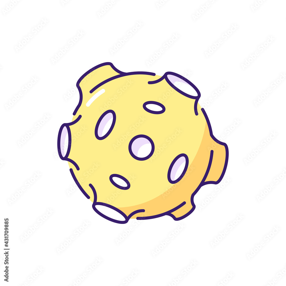 Moon RGB color icon. Natural satellite of our planet. Big grey space ...