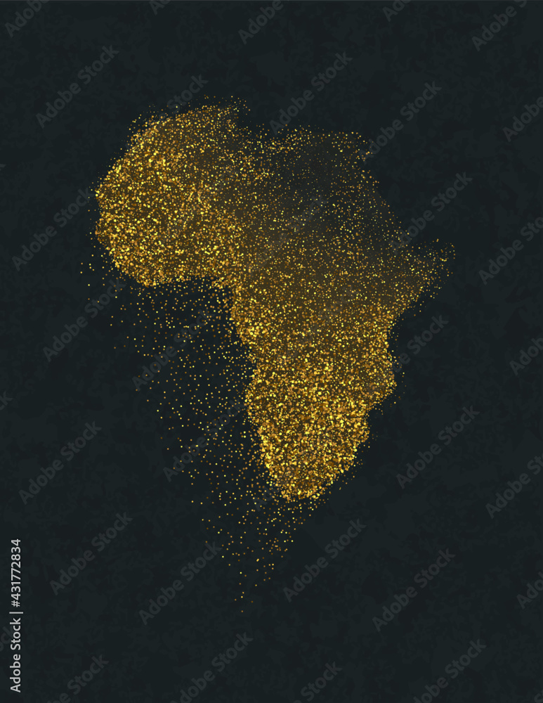 Africa continent map gold glitter luxury concept Stock Vector | Adobe Stock