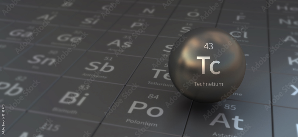 Ilustración de Stock technetium element in spherical form. 3d ...