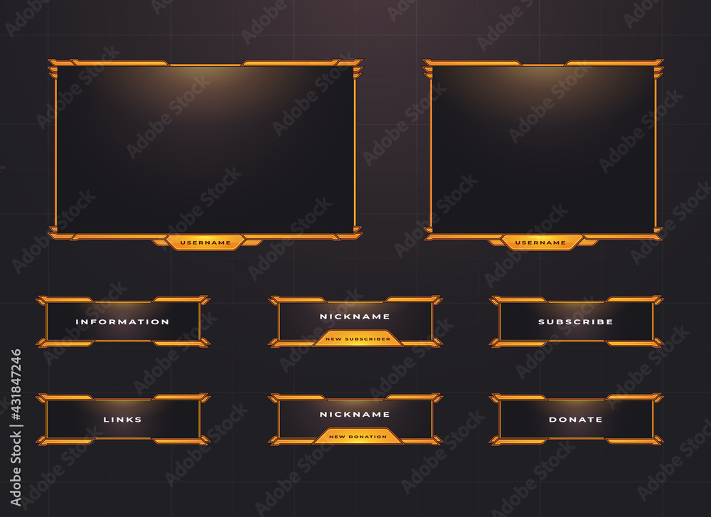 twitch border and menu panel overlay design set Stock Vector | Adobe Stock