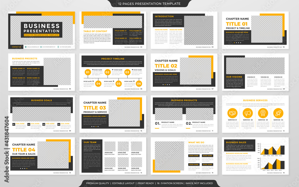 set of business presentation layout design template Premium Vector ...