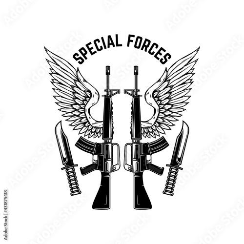 Special forces. m16 assault rifles with wings. Design element for logo ...