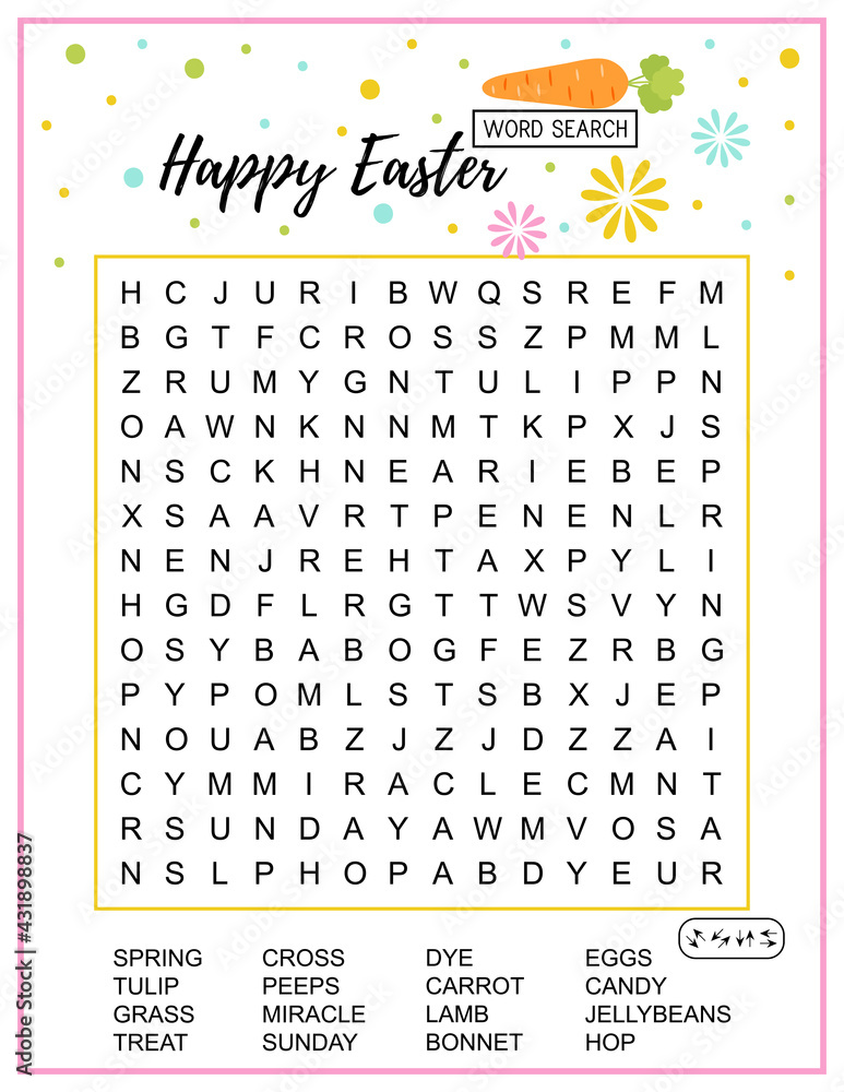 Happy Easter word search puzzle. Educational game for kids. Holiday ...