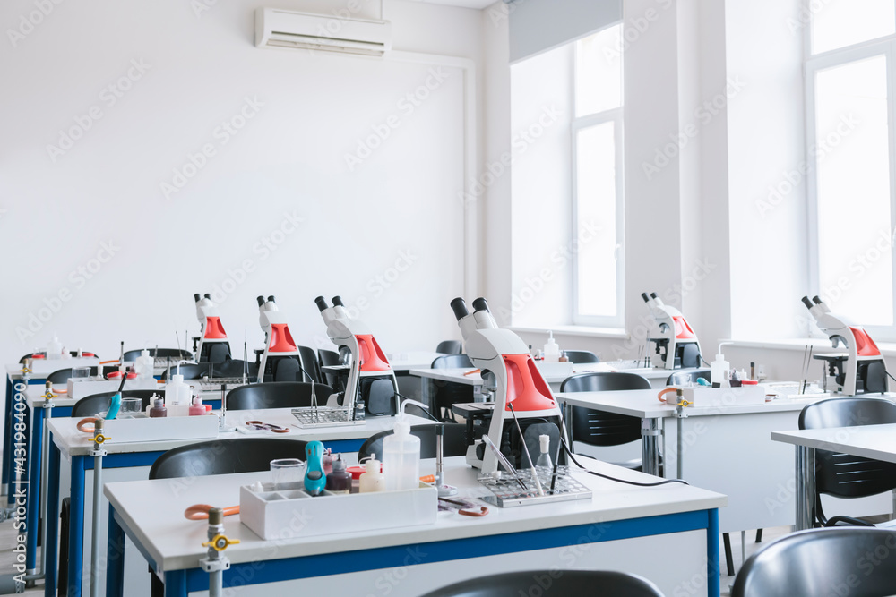 Interior of a science lab classroom Stock Photo | Adobe Stock