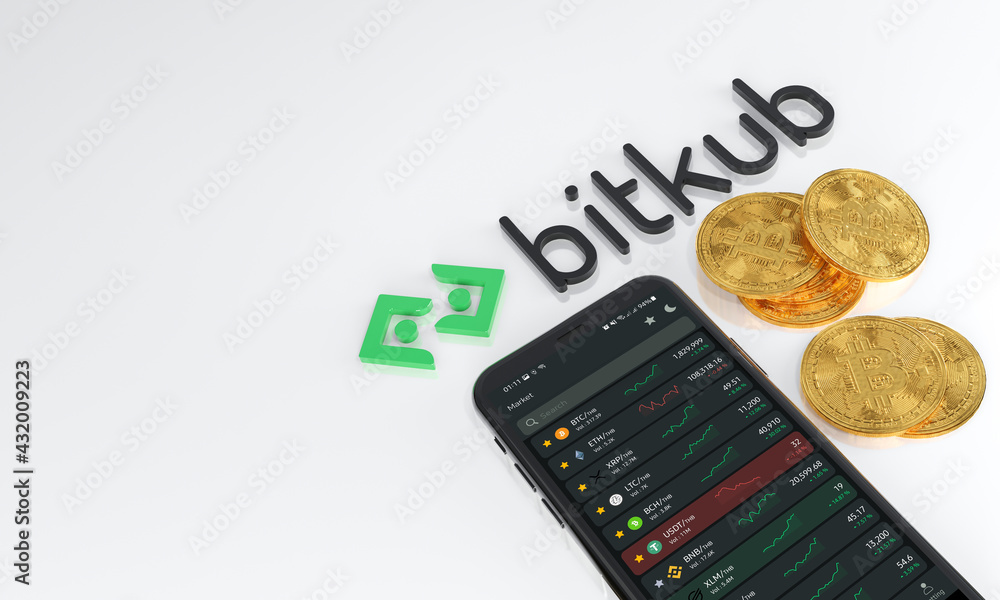 BANGKOK, THAILAND, MAY, 2021: Bitkub coin or KUB Coin token. Crypto currency By BBT company in ...